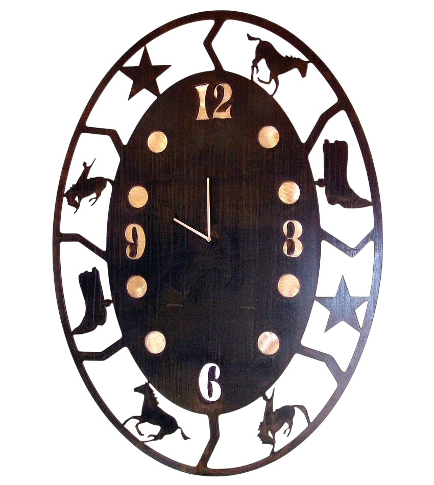 Choice Western Metal Wall Clock, 66 Designs - Rustic Wall Decor