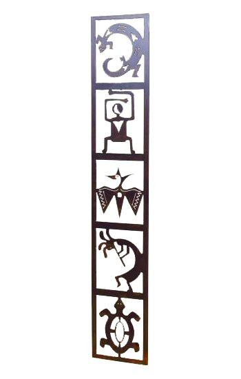 Large Petroglyph Totem Panel Metal Wall Art - Rustic Wall Decor