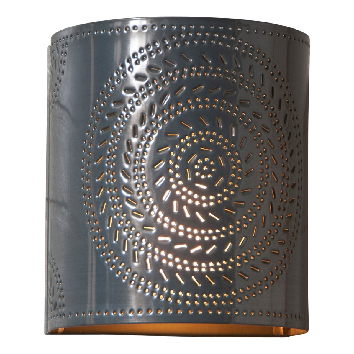 Rustic Tin Punched Chisel Pierced Tin Lighted Wall Sconce - Rustic Lighting