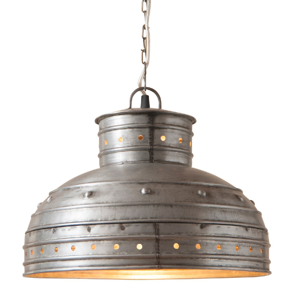 Brushed Tin Breakfast Table Metal Pendant Light - Rustic Lighting