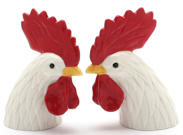 Rooster Birds Ceramic Salt and Pepper Shakers, Set of 4 - Tableware ...