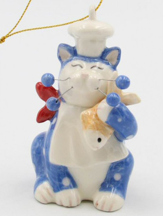 Whisker Cat Chef Christmas Tree Ornaments, Set of 4 - Christmas ...
