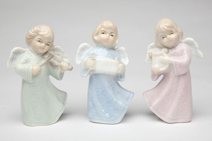 Miniature Angel with a Harp Porcelain Sculpture - Cosmos