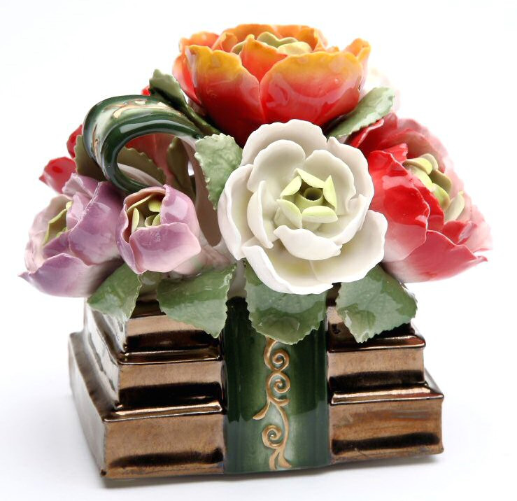 Bouquet of Flowers Musical Music Box Sculpture - Cosmos