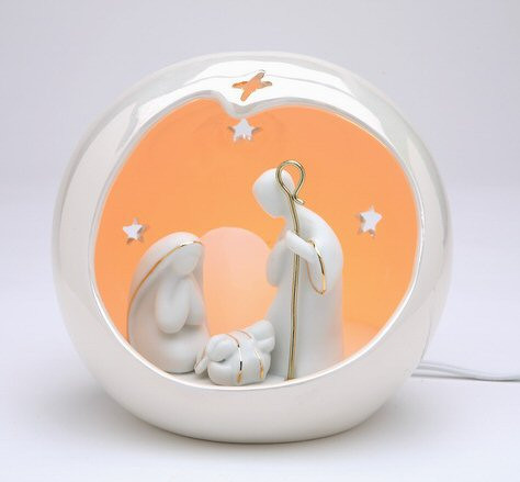 Small Globe Holy Family Porcelain Lighted Nativity Scene Sculpture ...
