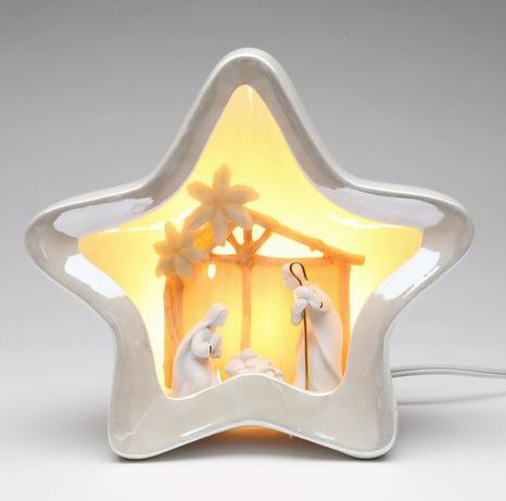 Star Shape Porcelain Lighted Nativity Scene Sculpture - Lighting ...