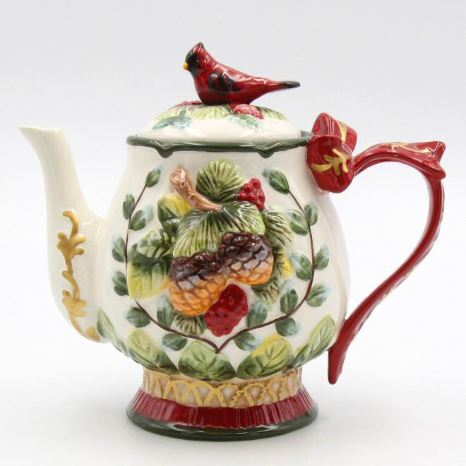 Cardinal Bird Porcelain Teapot - Tableware - Cosmos