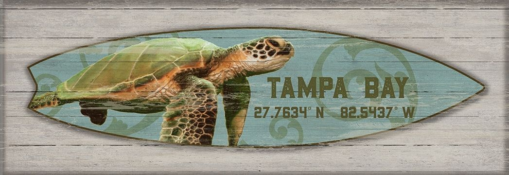 Customizable Tampa Bay Latitude Surfboard Vintage Style Wooden Sign ...
