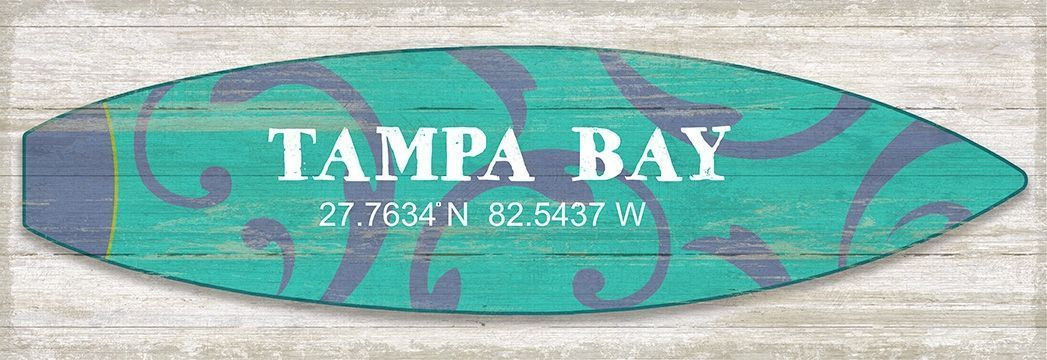 Customizable Tampa Bay Latitude Surfboard Vintage Style Metal Sign ...