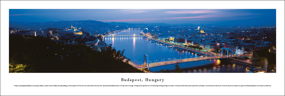 Budapest, Hungary Skyline Panoramic Wall Art Print | Panorama Cityscape ...