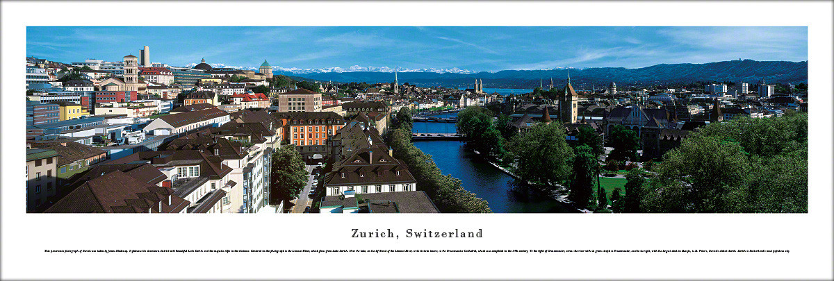 Zurich, Switzerland Skyline Panoramic Wall Art Print | Downtown ...