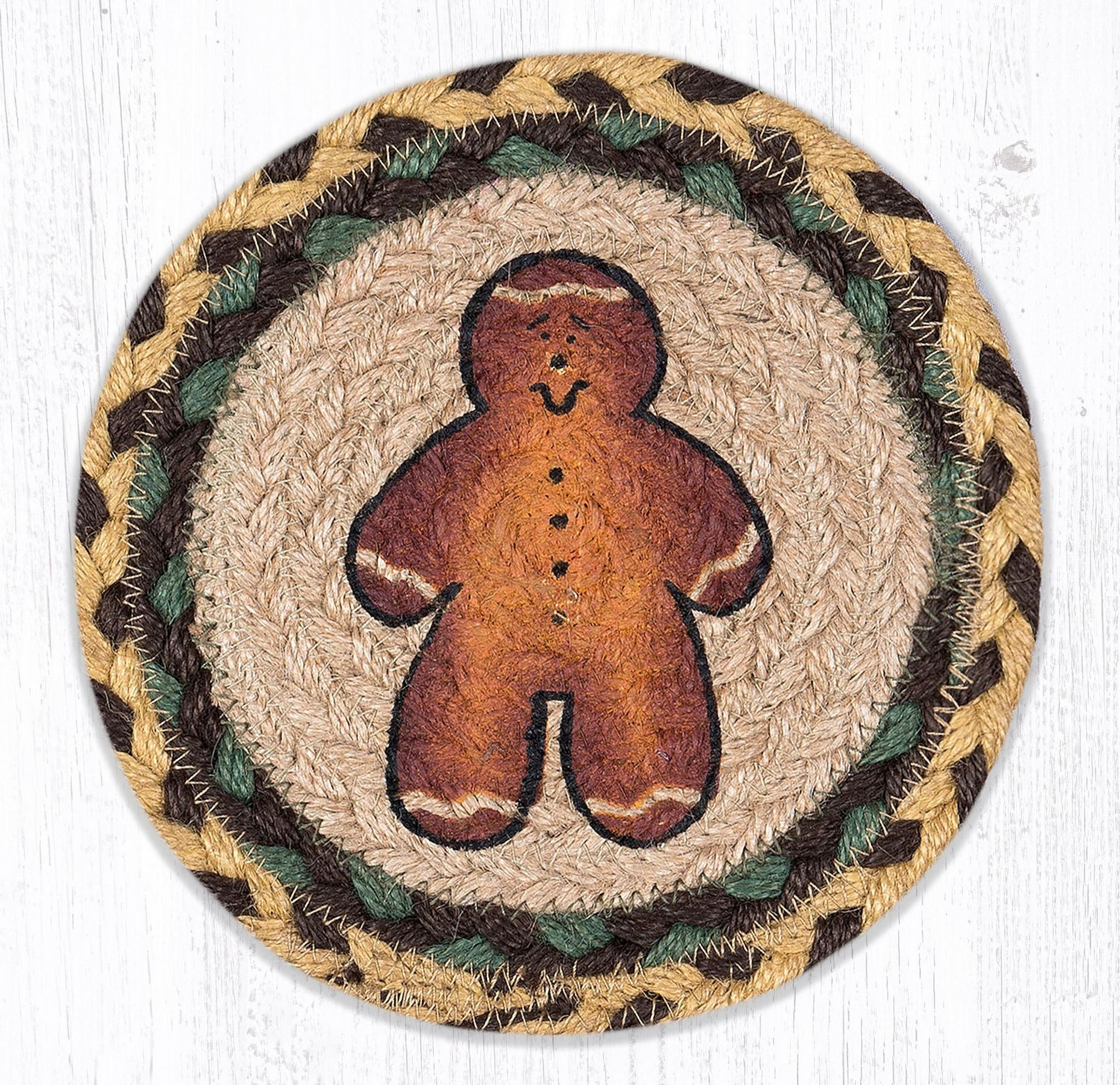 Gingerbread Man Jute Coaster | Christmas Holiday Drink Coaster