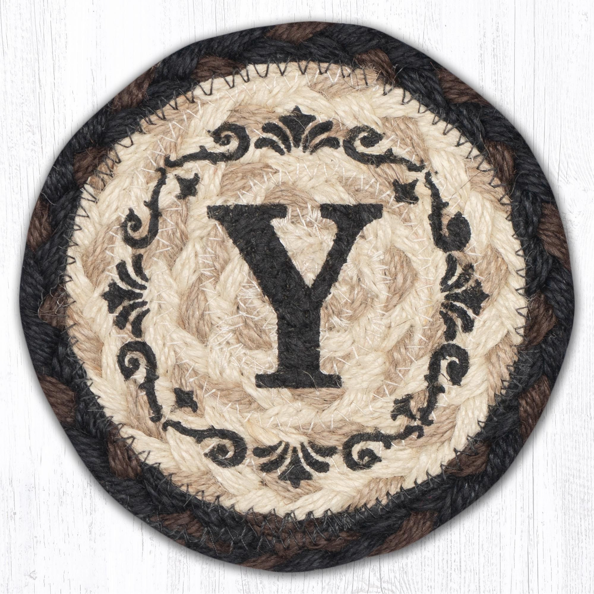 X Monogram Printed Jute Coaster by Harry W. Smith - Drink Coaster ...