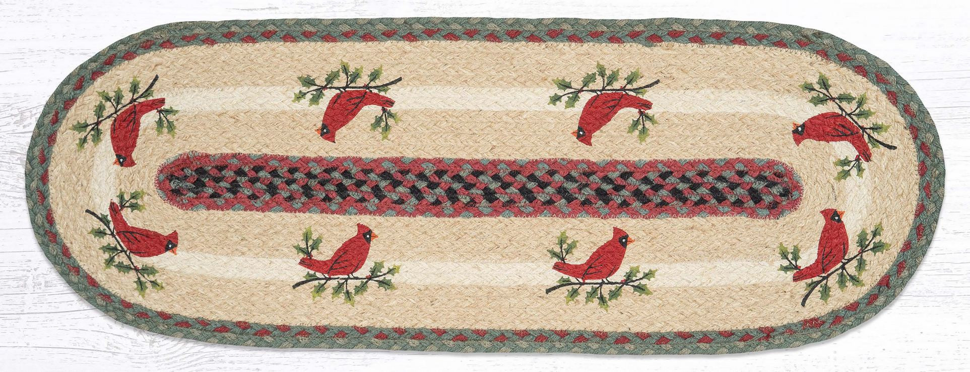 Beehive Braided Jute Oval Runner | Country Cottage Table Decor