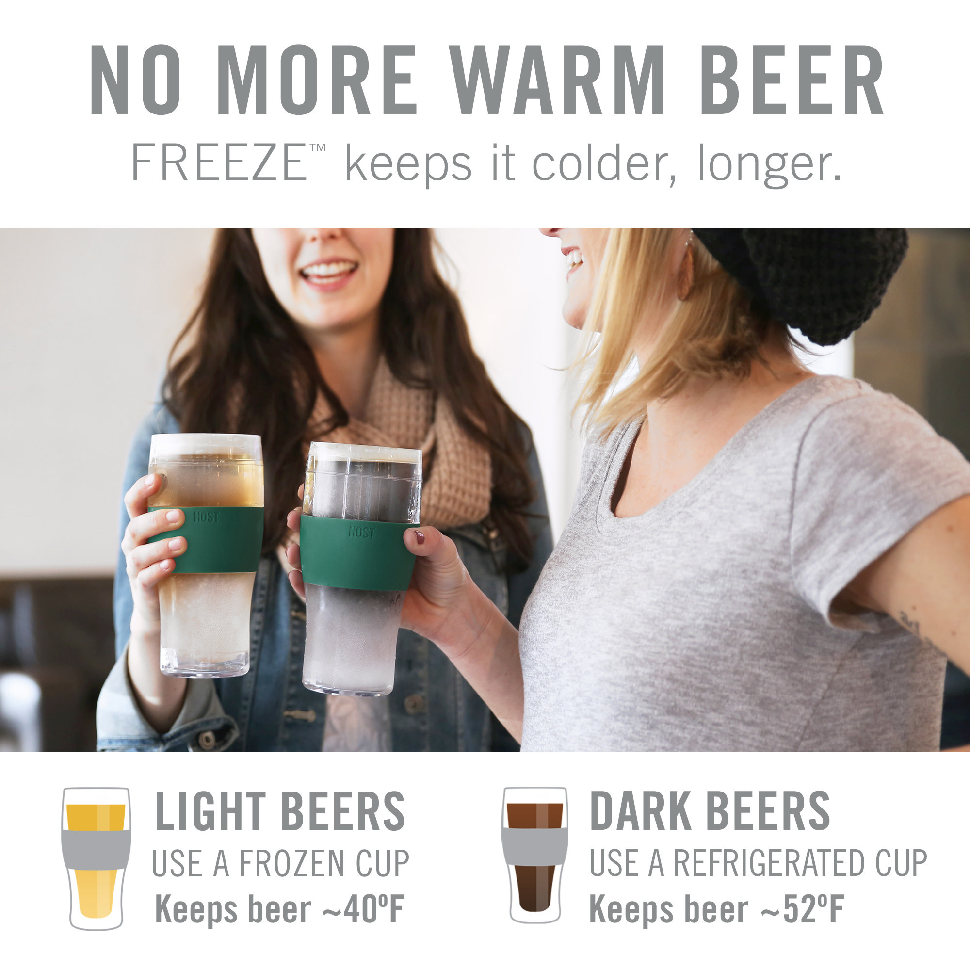 Beer FREEZE Glasses in Green by Host, Set of 2 - Drinkware