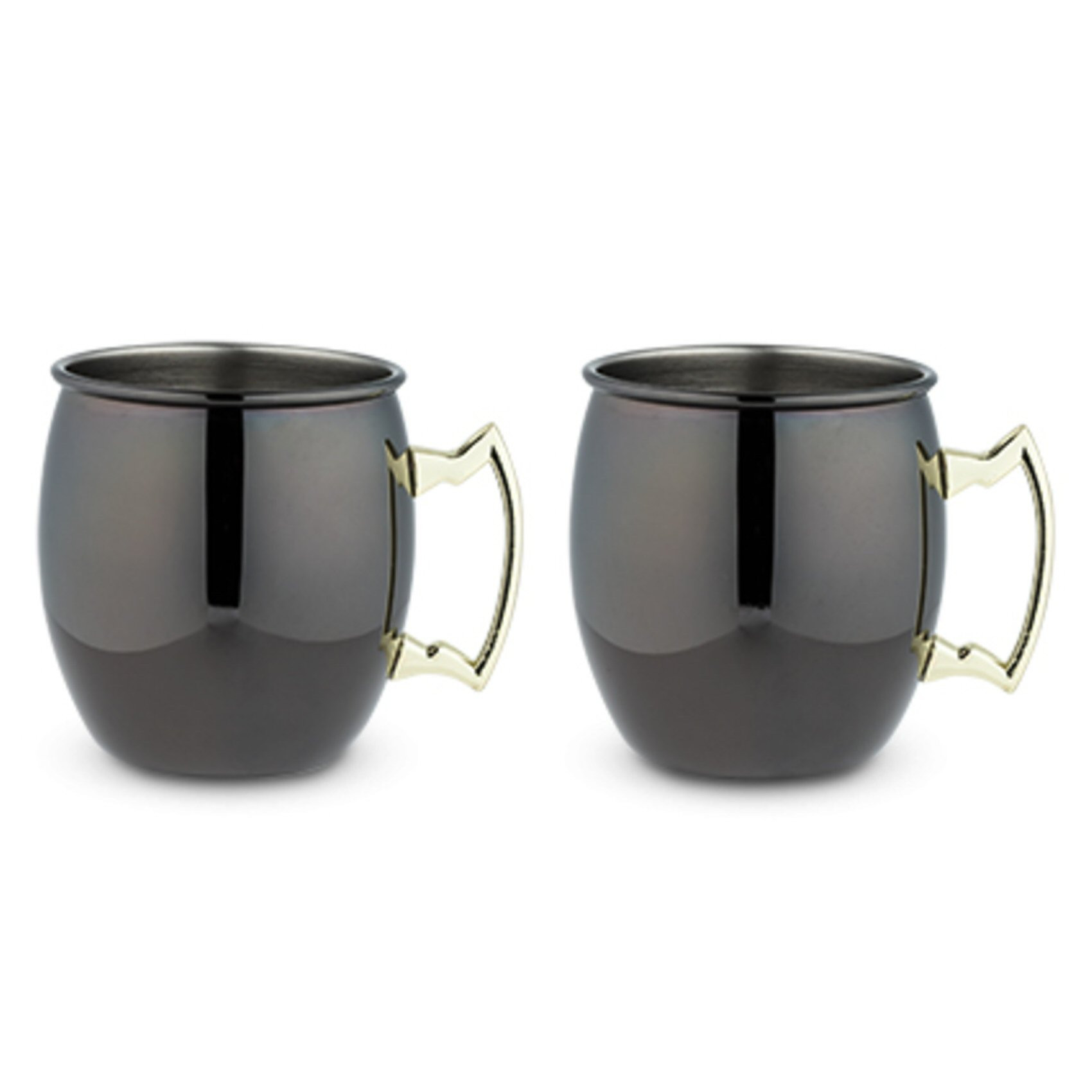 Black Moscow Mule Mug with Gold Handle by True, Set of 2 - Drinkware
