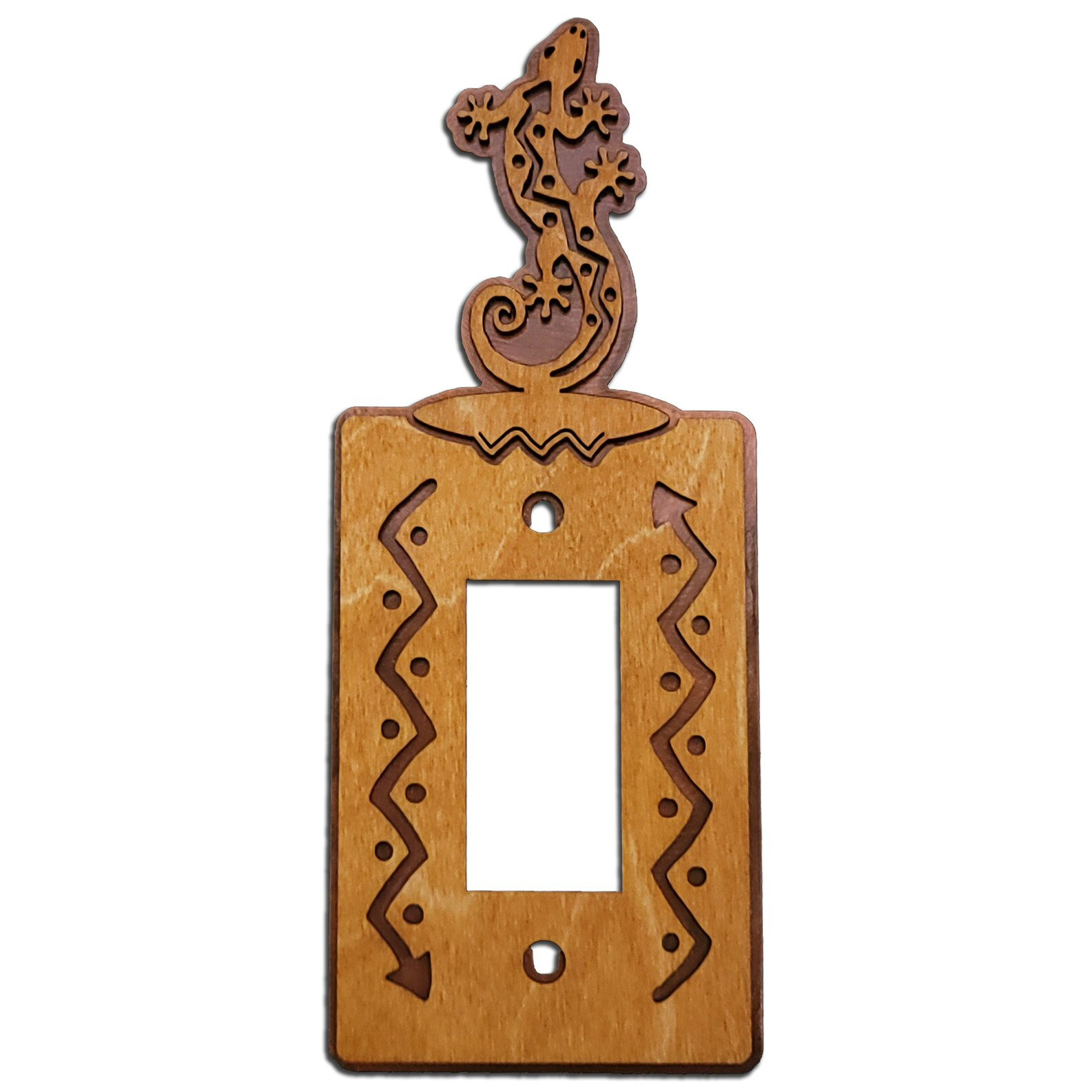 S Shaped Gecko Lizard Arrows Metal & Wood Single Outlet Cover - Wall ...
