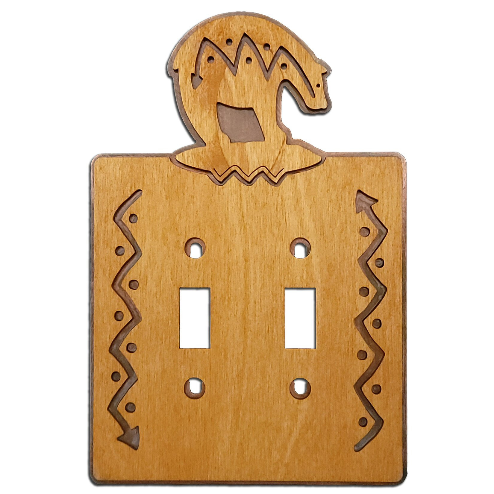 Bear Double Toggle Switch Plate | Rustic Metal & Wood Wall Plate