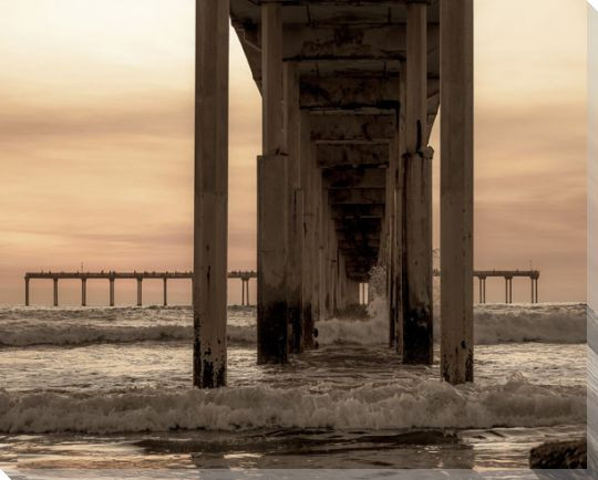 Pink Pier Wrapped Canvas Giclee Art Print Wall Art | Coastal Themed ...