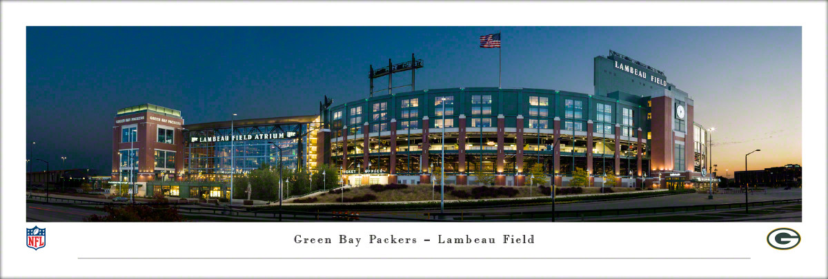 Green Bay Packers Lambeau Field Sunset Panoramic Wall Art Print | NFL Decor