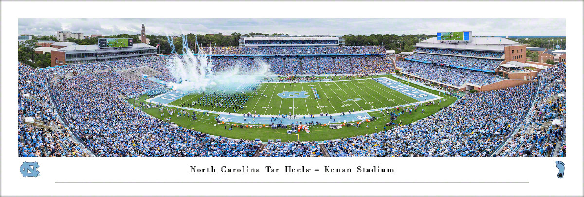 North Carolina Tar Heels Football Panoramic Art Print - Fan Cave Wall Art