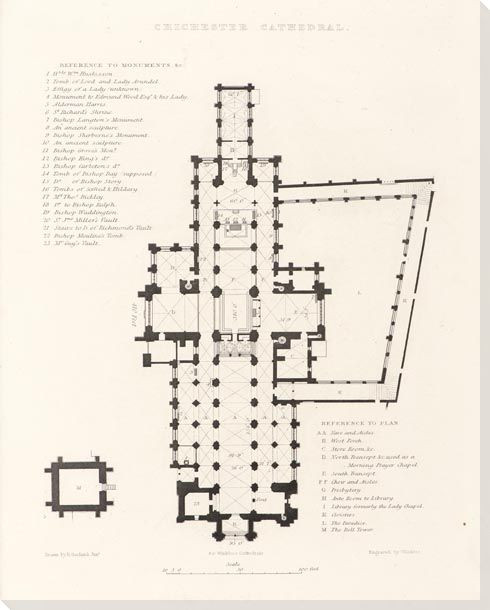 Plan of Gloucester Cathedral Wrapped Canvas Giclee Art Print Wall Art ...