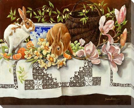 Four Seasons IV Rabbits Wrapped Canvas Giclee Print Wall Art | Hare ...