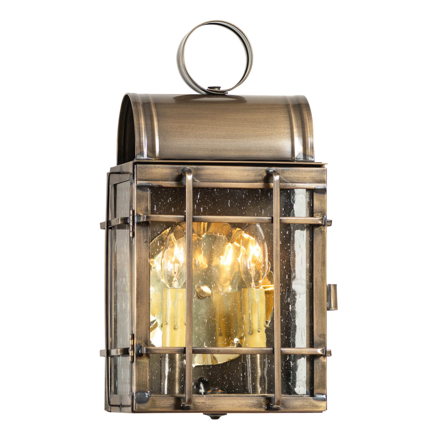 Carriage House Outdoor Wall Light in Solid Weathered Brass - 2 Light ...