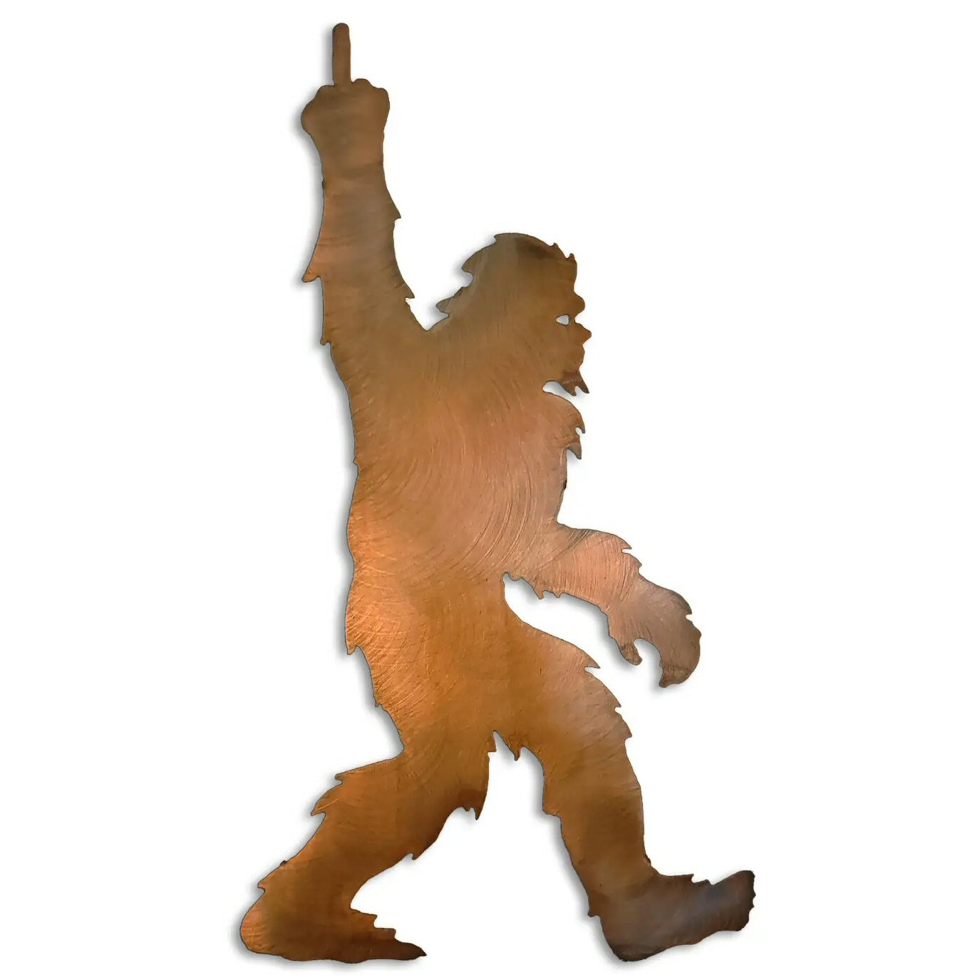 Bigfoot Sasquatch Walking Holding Up Peace Sign Rust Metal Wall Art ...