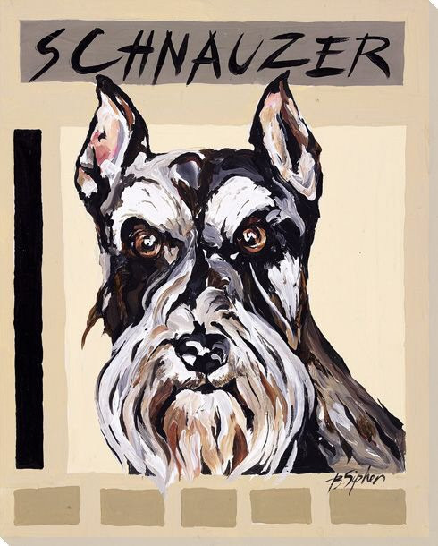 Schnauzer Dog Wrapped Canvas Giclee Print Wall Art | Canine Wall Decor