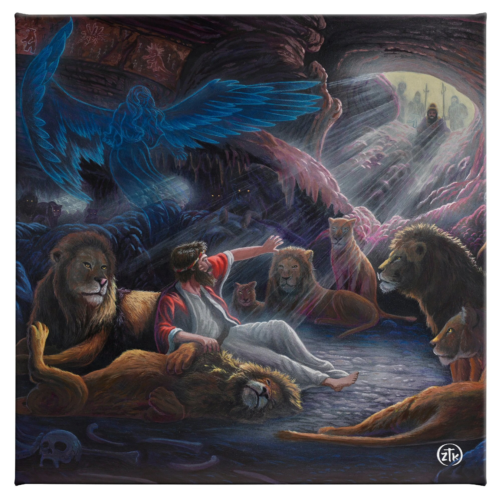 14" x 14" Daniel in the Lion's Den Wrapped Canvas Wall Art - Wall Decor
