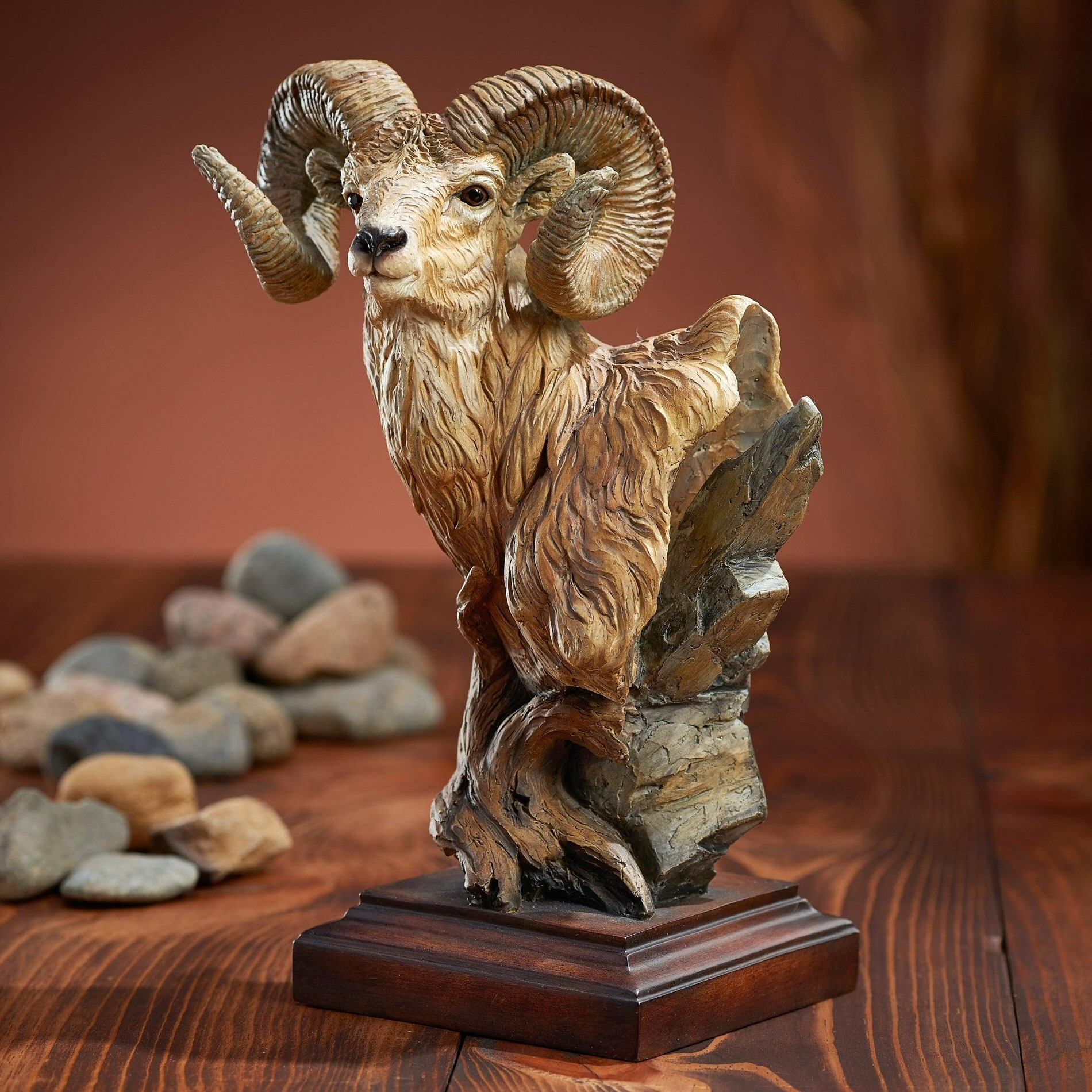 Level Headed Ram Sculpture | Wildlife Mountain Sheep Decor