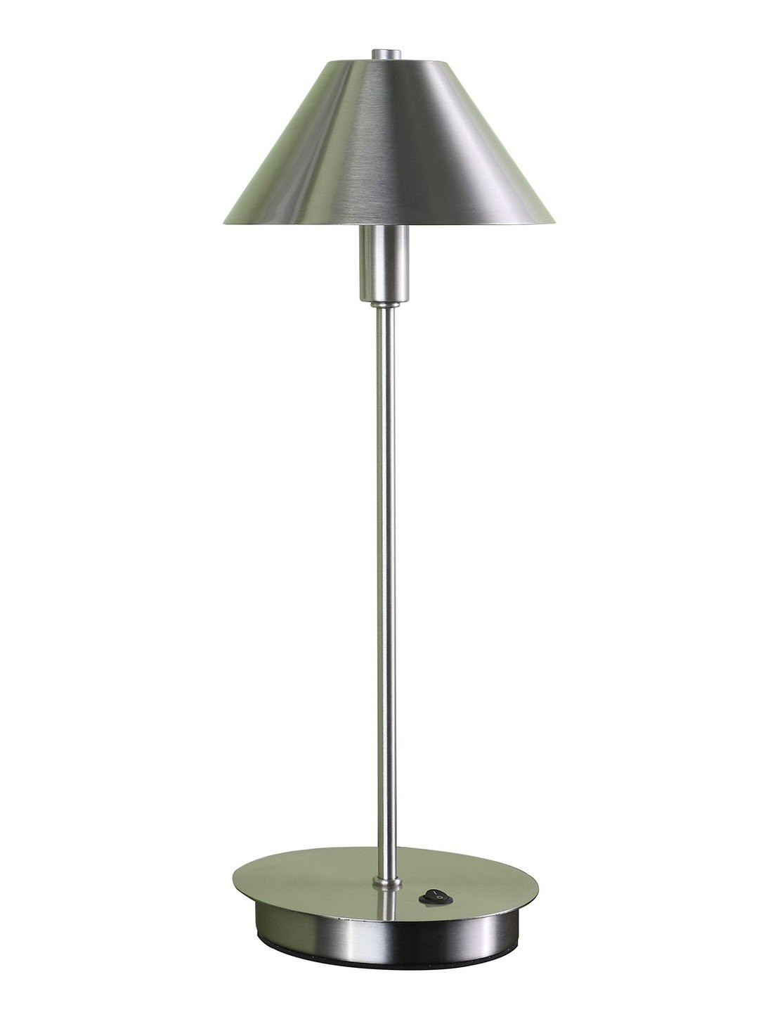 18" Silver Metal Bedside Table Lamp with Silver Cone Shade - Lighting
