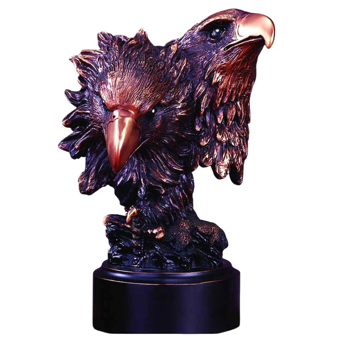 8" Two Eagle Head Bust Statue | Bronze Sculpture | Patriotic Heritage ...