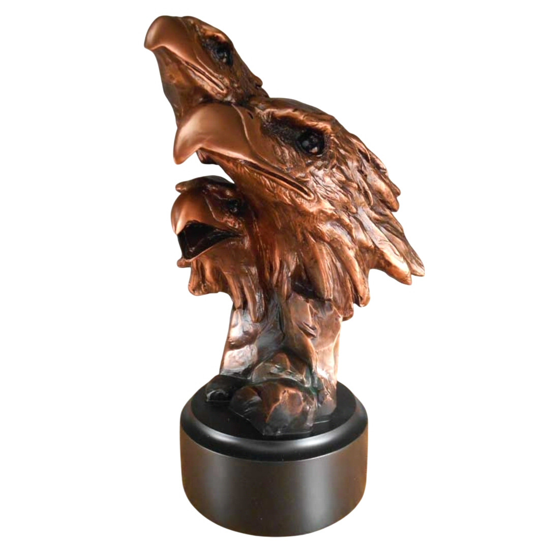 7.5" Three Eagle Head Bust Statue | Bronze Sculpture | Patriotic Lodge ...