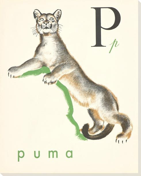 P. Puma Wrapped Canvas Giclee Print Wall Art | Toddler Wall Art Decor