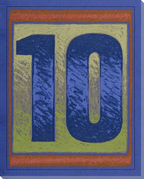 Block Number 10 Wrapped Canvas Giclee Print Wall Art | Numeric Themed ...
