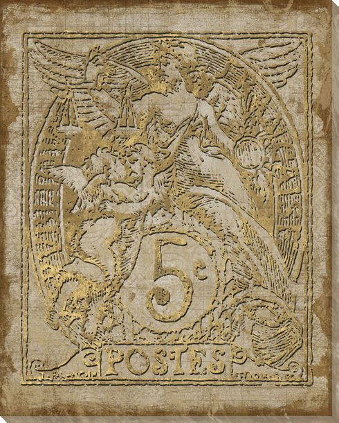 Poste Francaise Light Un Stamp Wrapped Canvas Giclee Print Wall Art ...