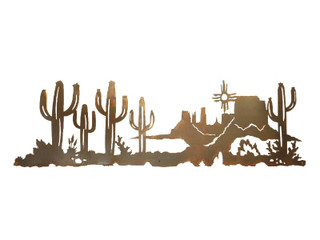 57" Desert Scene with Cactus and Moon Metal Wall Art | Southwest Decor