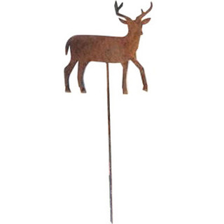 Deer Rusted Metal Garden Stake - Outdoor Decor - Lawn & Garden