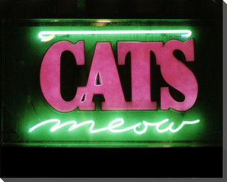 Cats Meow Neon Sign Wrapped Canvas Giclee Print Wall Art | Feline Wall ...