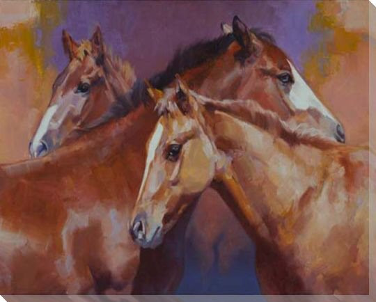 Pals Three Horses Wrapped Canvas Giclee Print Wall Art | Galloping ...