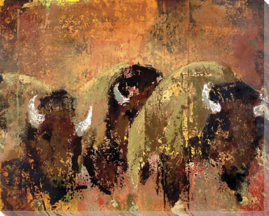 Big Buffalo Wrapped Canvas Giclee Print Wall Art | Animal Wall Art