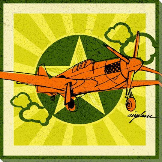 Pop Airplane Wrapped Canvas Giclee Print Wall Art - Wall Decor - Artwork