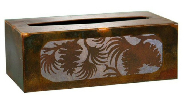 Pine Cone Metal Flat Tissue Box Cover | Rustic Cabin Decor