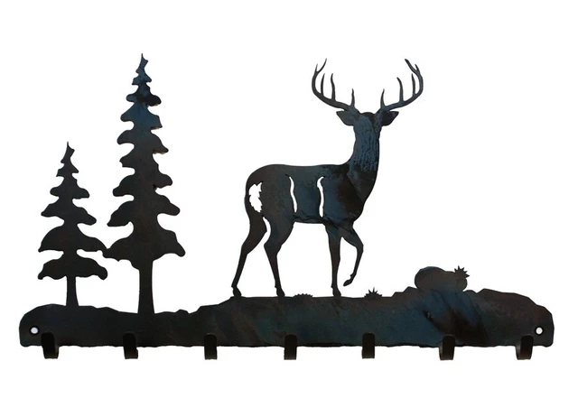 Deer Metal Wall Key Rack | Lodge Wildlife Wall Organizer