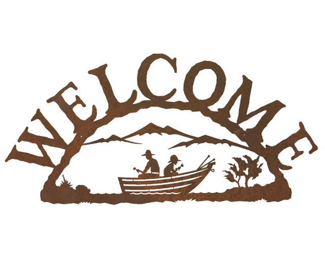 Row Boat Metal Welcome Sign - Rustic Outdoor Wall Decor