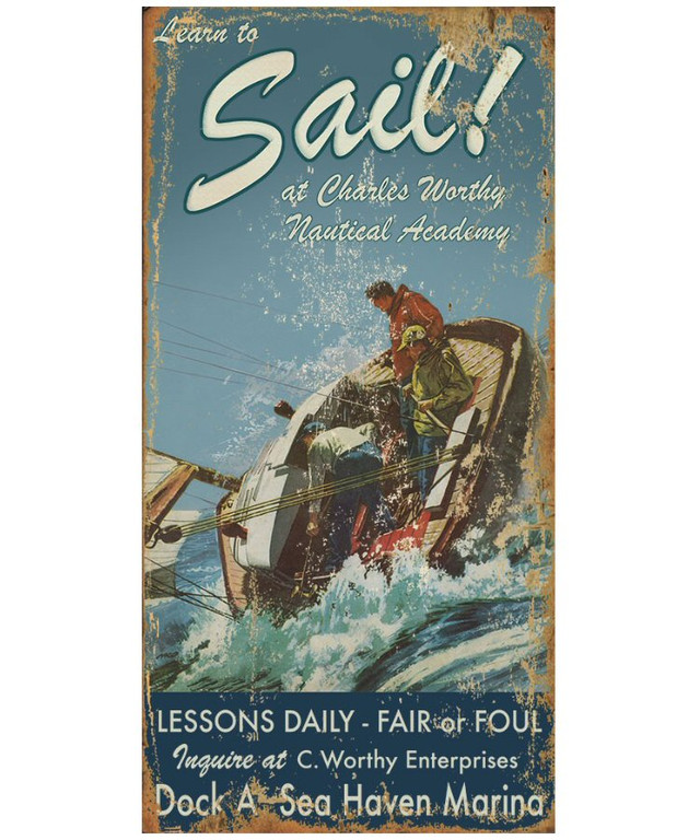 Customizable Learn to Sail Vintage Style Wooden Sign - Personalized ...