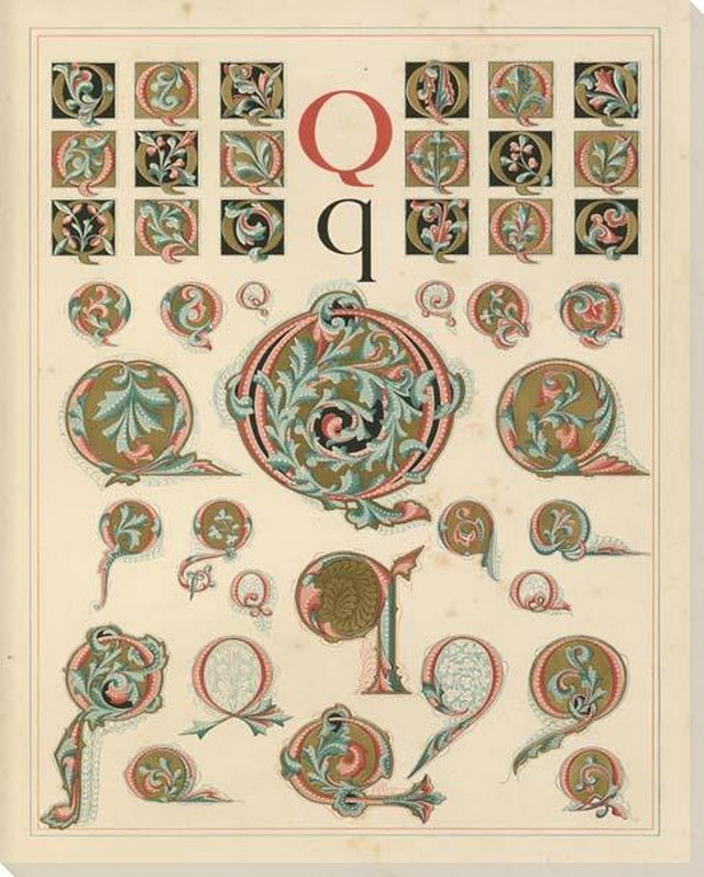 Initiale Q Full Wrapped Canvas Giclee Art Print Wall Art | Stylish ...