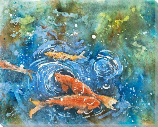 Selby Koi Fish Batik II Wrapped Canvas Giclee Print Wall Art | Angler ...